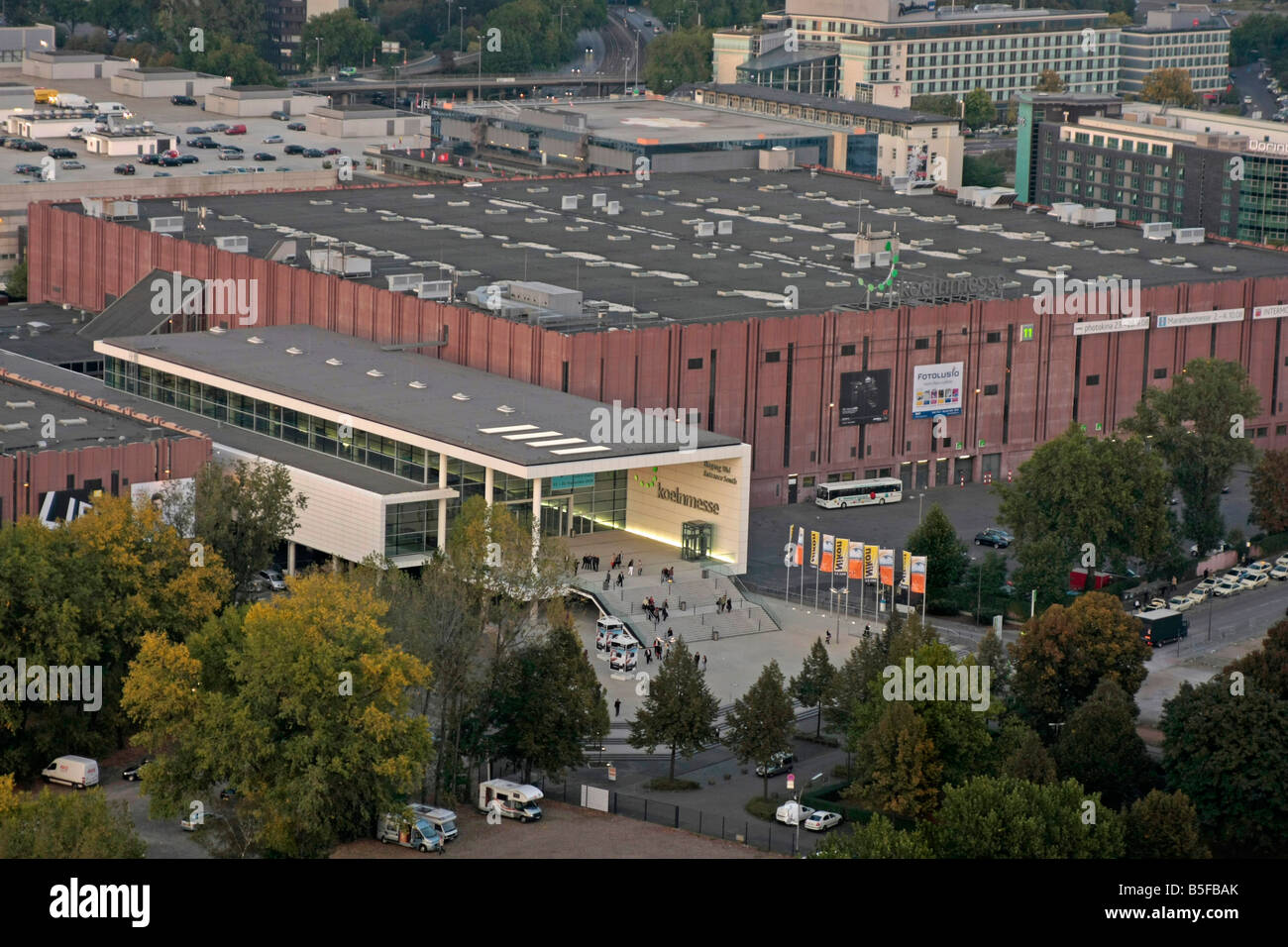 birds eye view of cologne trade fair buildings during photo fair ...