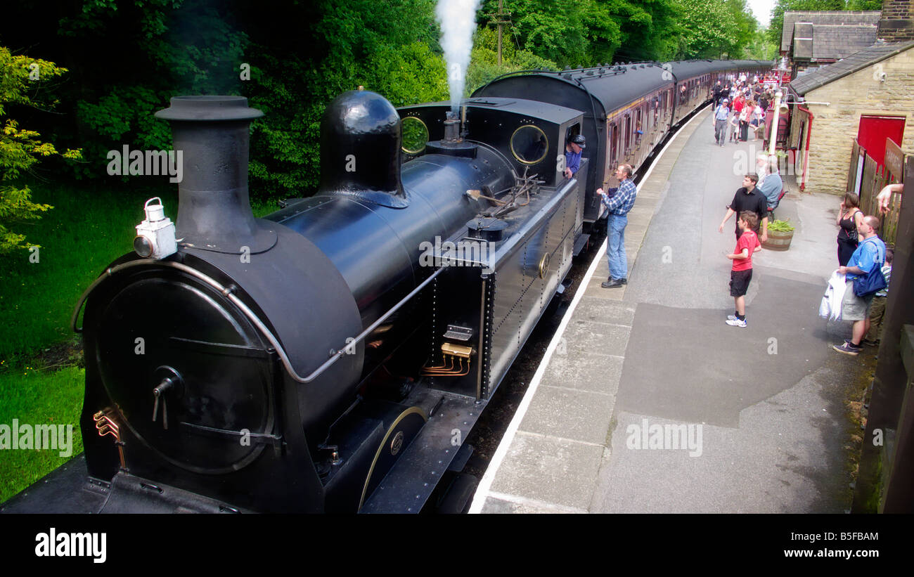 Steam train at Haworth Station, on the Keighley and Worth Valley ...