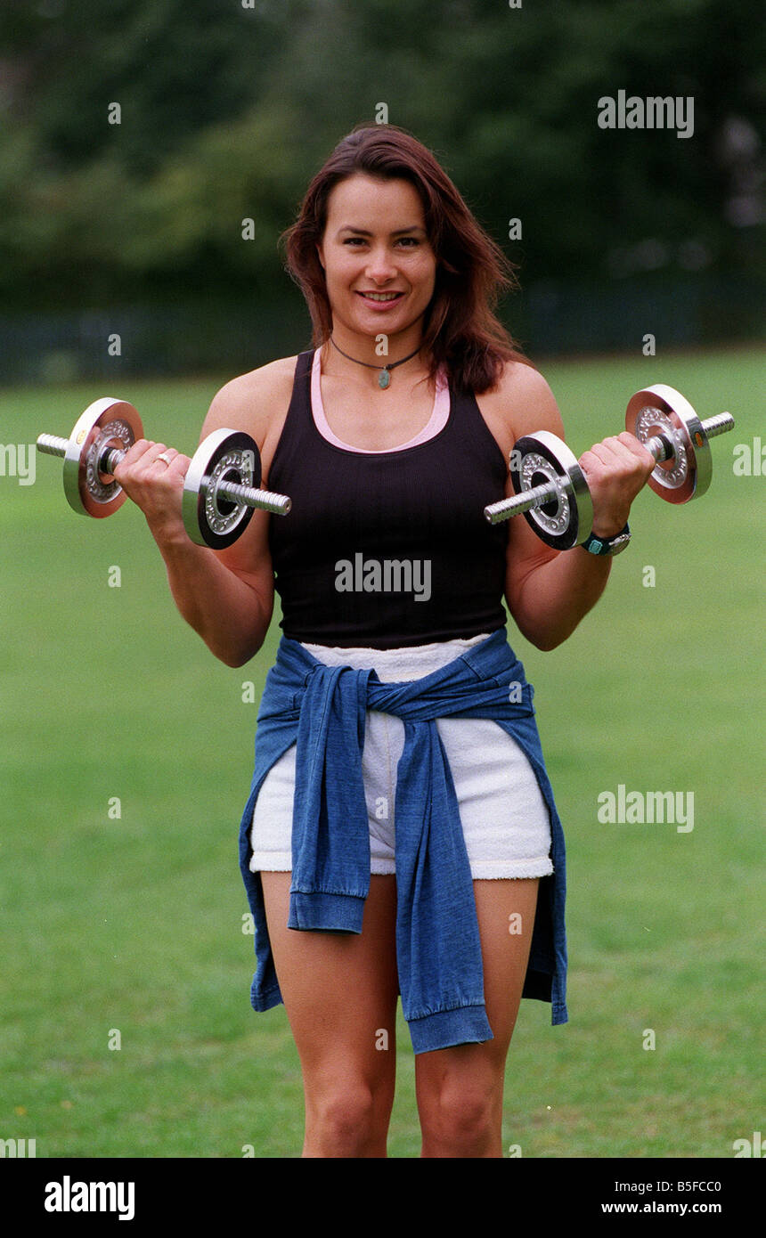 Suzanne Cox September 98 Gladiator Vogue from the tv show Gladiator s lifting dumbells Mirrorpix ...
