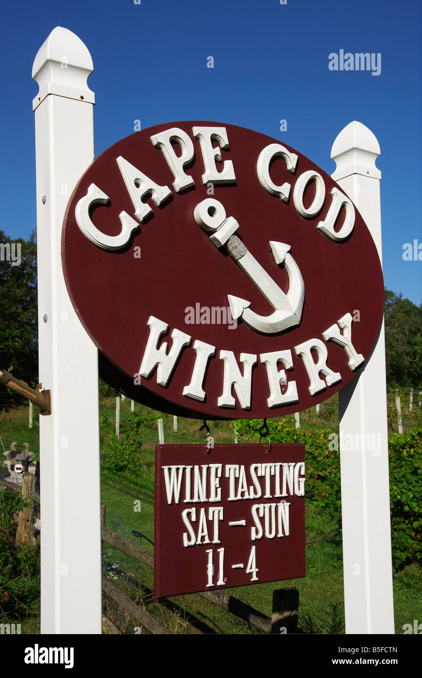Sign at Entrance to Cape Cod Winery, Falmouth, Cape Cod, Massachusetts ...