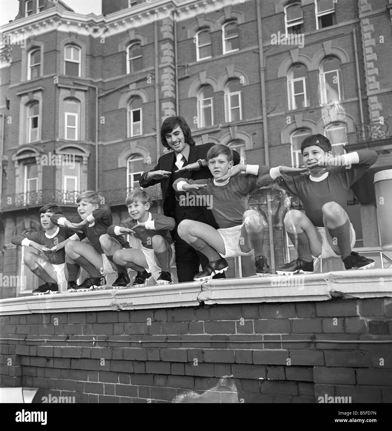 George Best with kids from a Children's Home pictured outside the Home ...