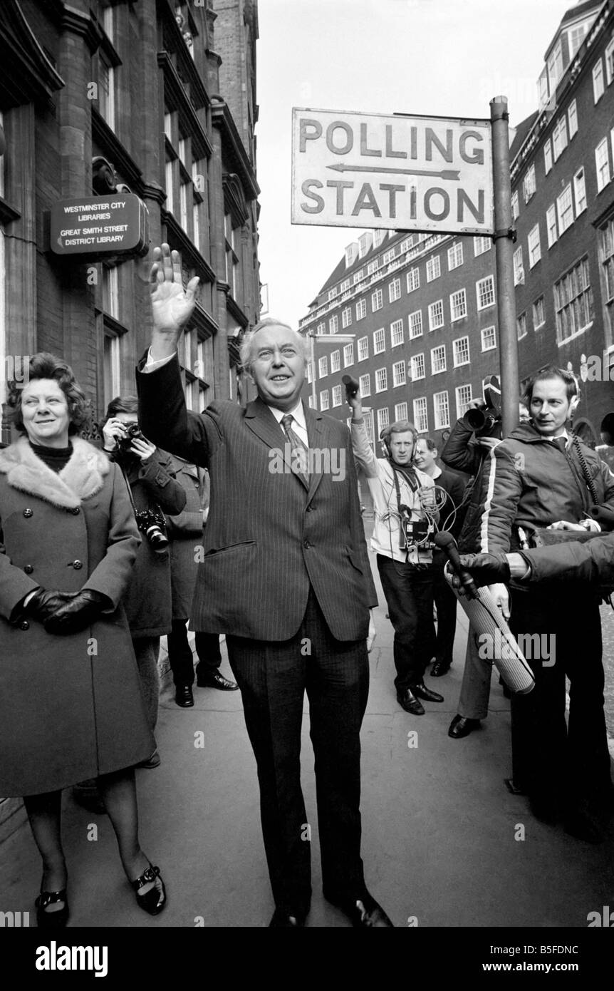 Mr Harold Wilson: Labour party leader seen here on General Election day ...