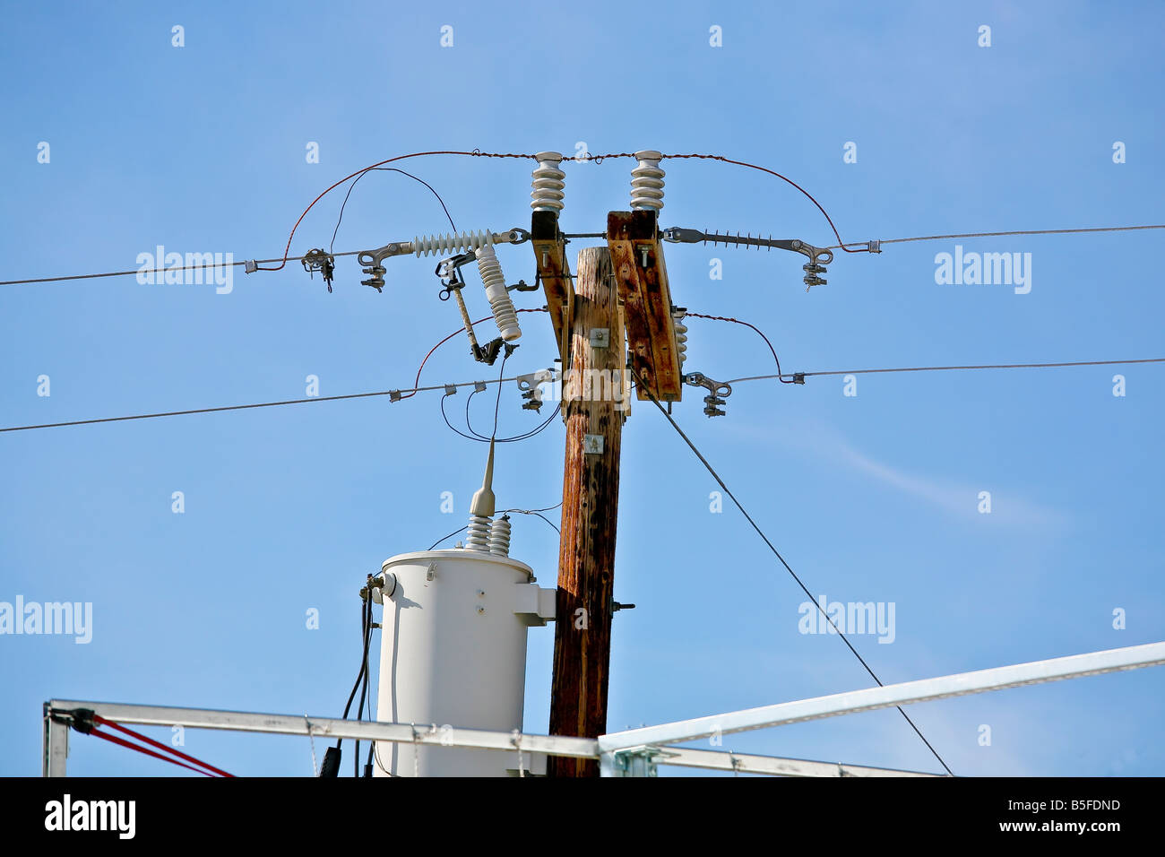 High voltage power lines and transformer Stock Photo - Alamy