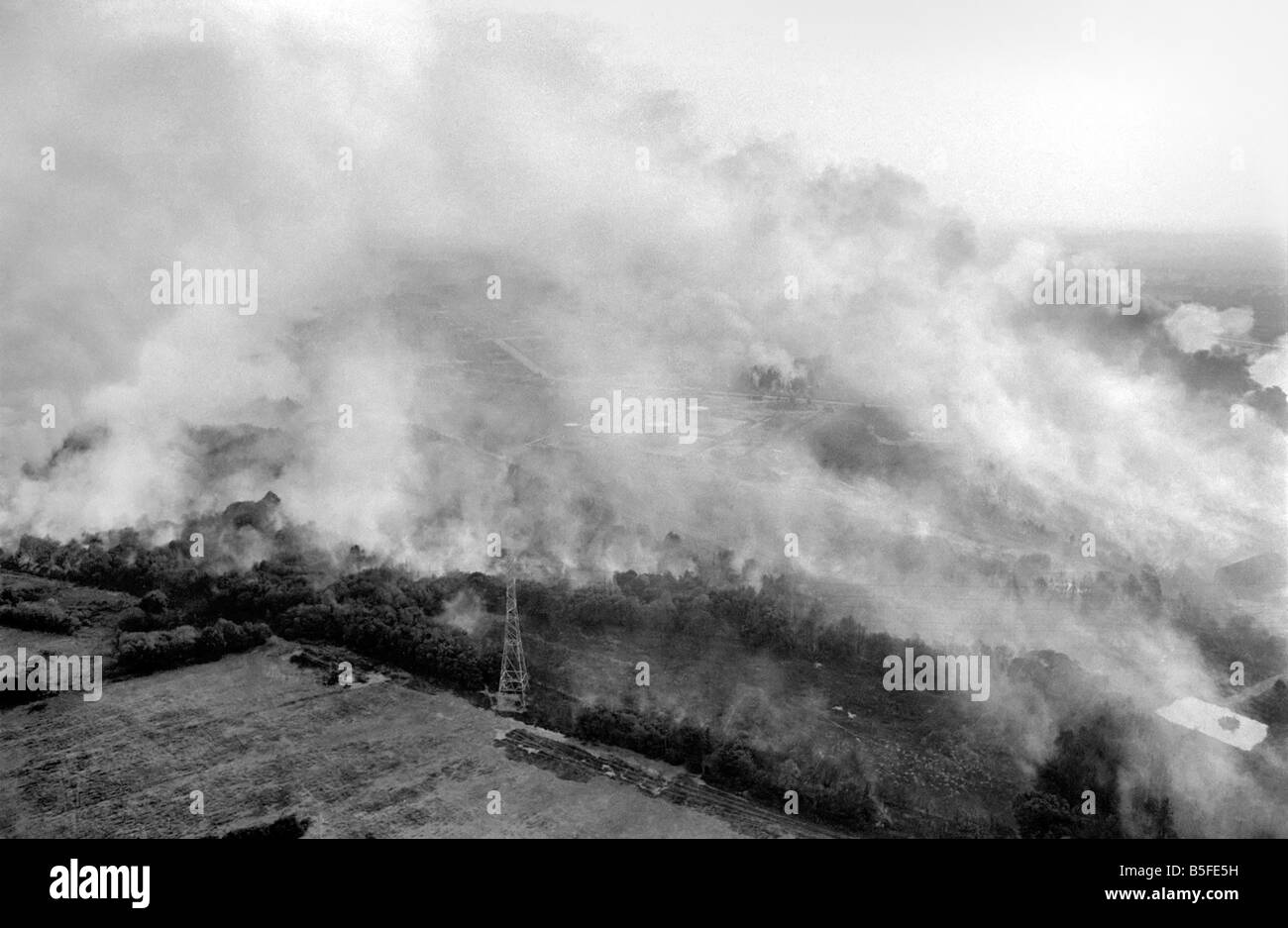 Drought of 1976: Air Views of Forest fire at Ringwood Hants. August ...