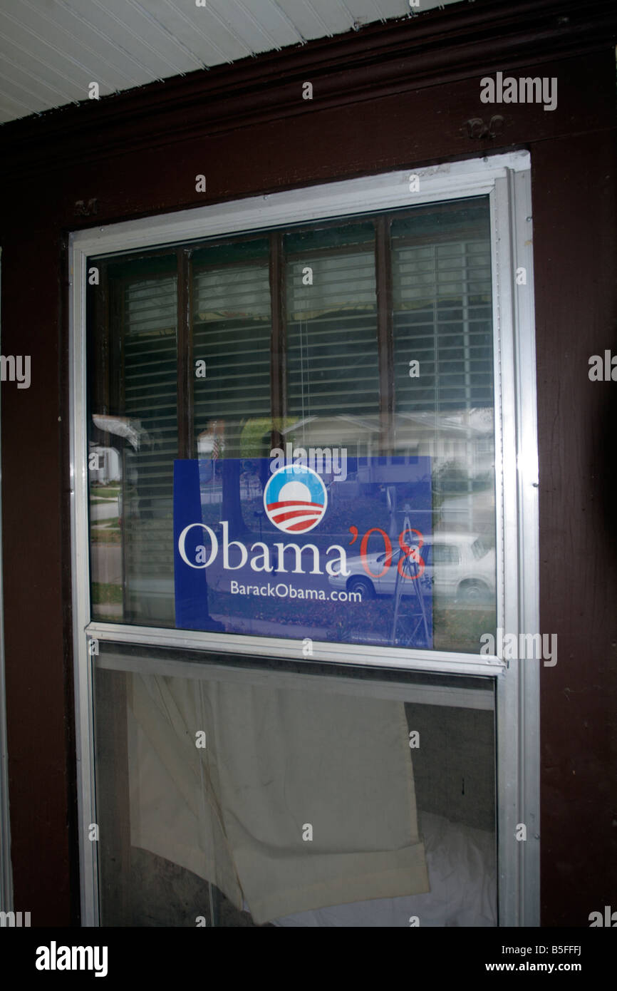 Obama placard sign in window of house Stock Photo - Alamy