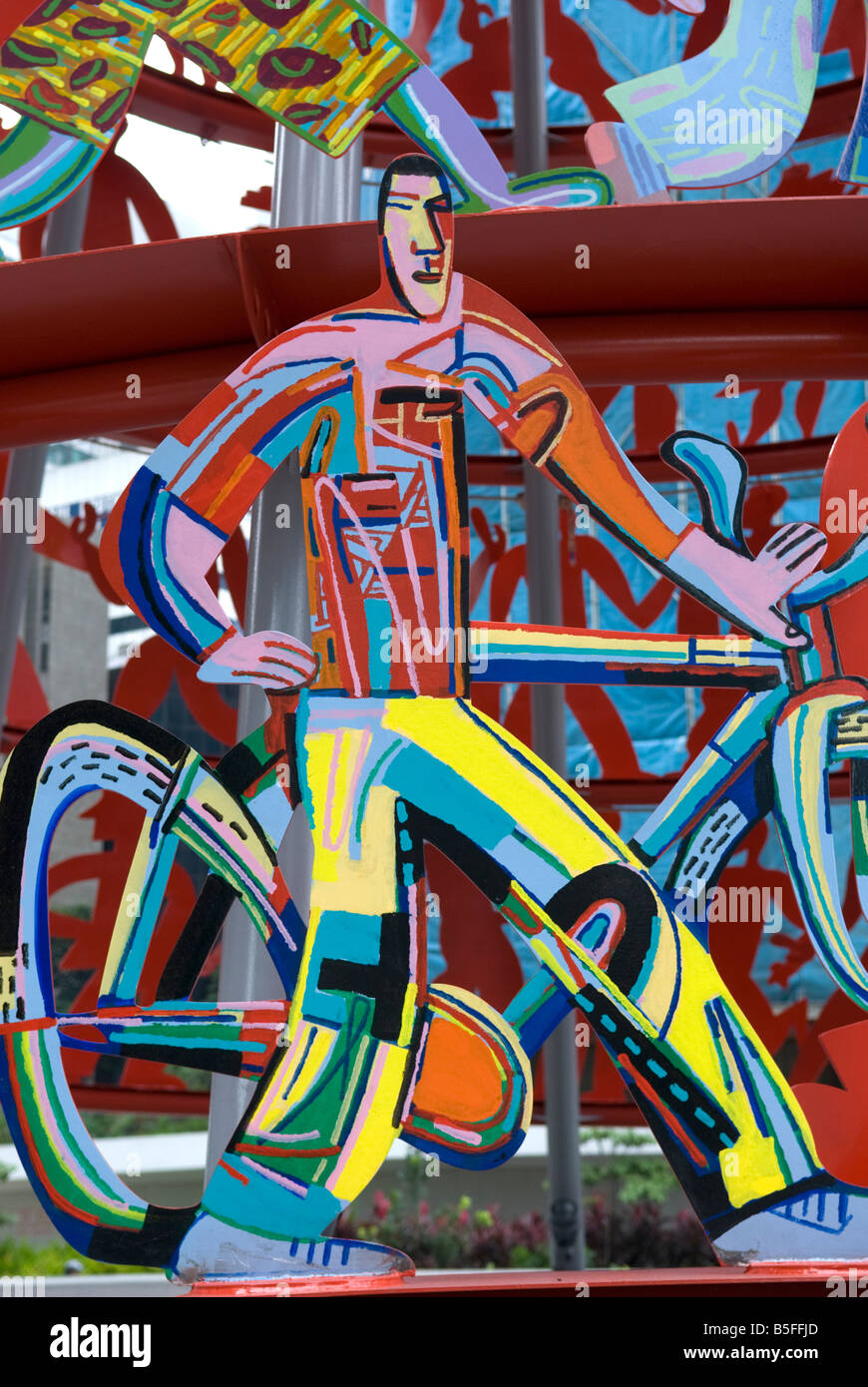 Momentum, a painted steel sculpture by David Gerstein 2007, Singapore ...