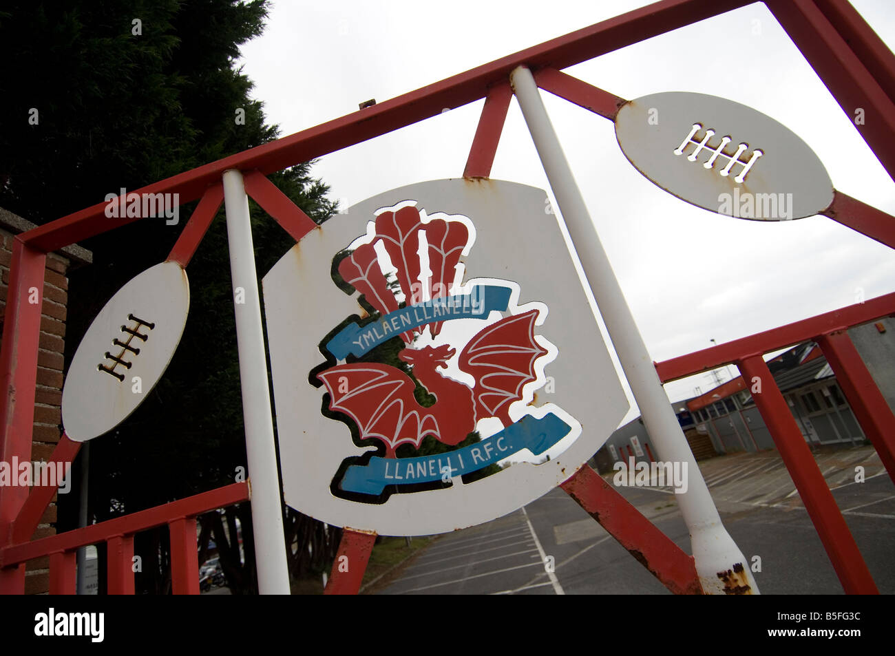 The gates of Stradey Park rugby ground in Llanelli, the former ground ...