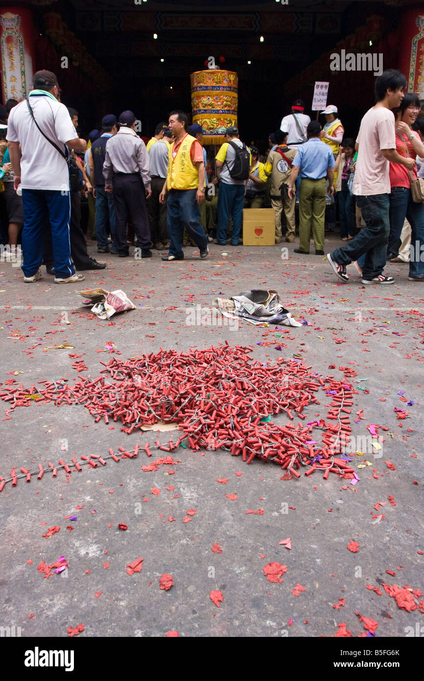Fireworks at the Mazu, Goddess of the Sea, pilgrimage, Yuanlin, Taiwan ...