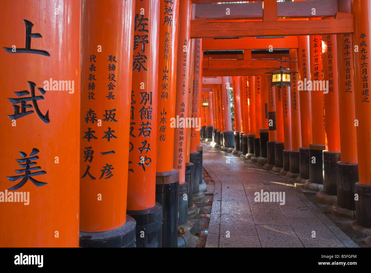 Kyoto City Japan Walkway of torii offering gates at Fushimi Inari ...
