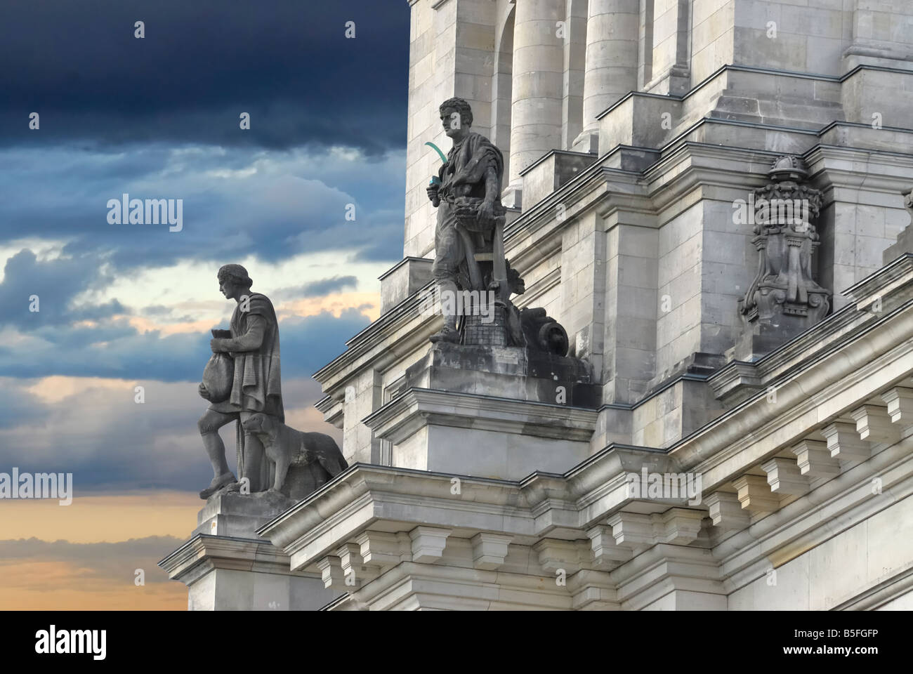 Stone statues on the facade of Reichstag building Berlin Germany Stock ...