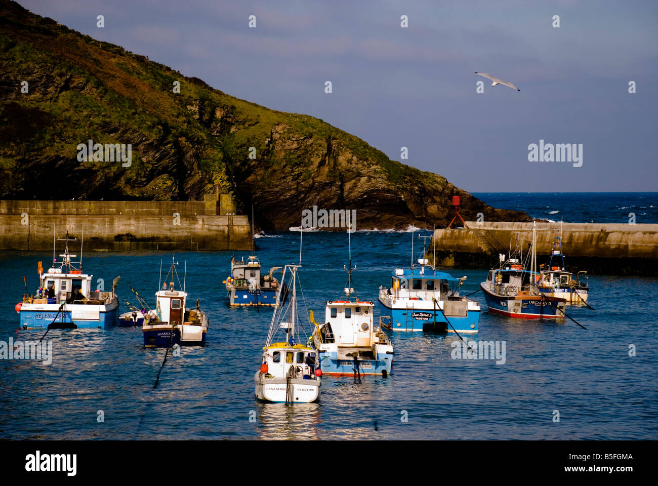 Port Isaac Cornwall England UK Fishing boats in the harbour Stock Photo ...