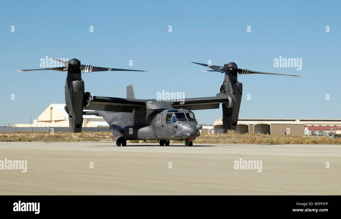 A CV-22 Osprey prepares to take off on the Edwards Air Force Base ...