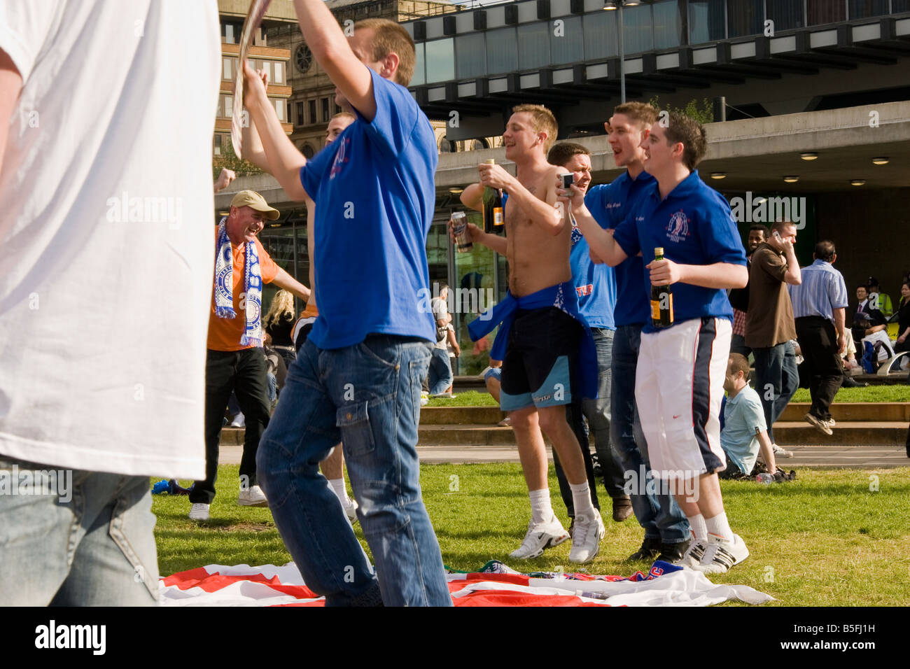 Scottish Rangers Supporters cheering Stock Photo - Alamy