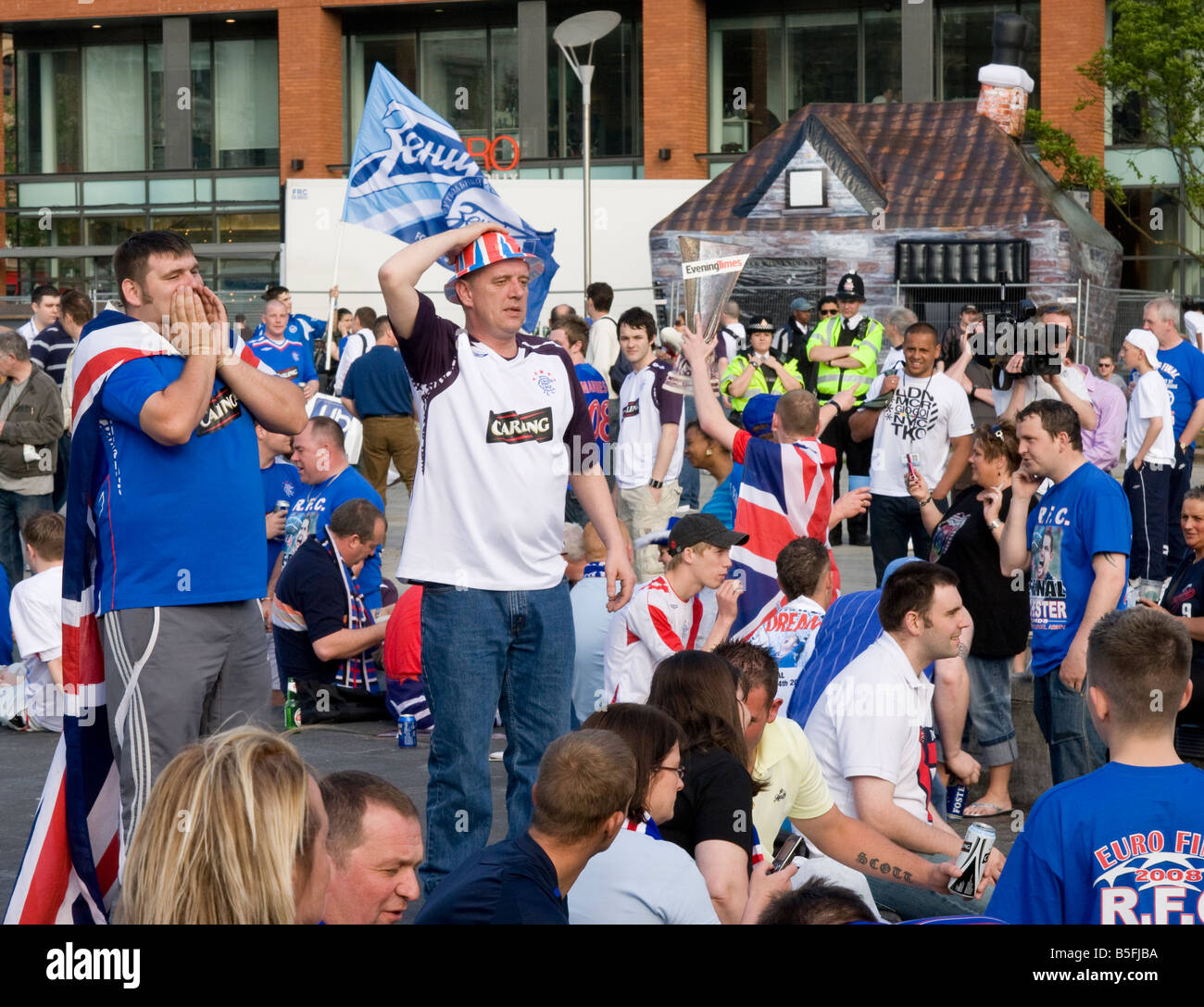 Scottish Rangers Supporters gather on Piccadilly Gardens in Manchester ...