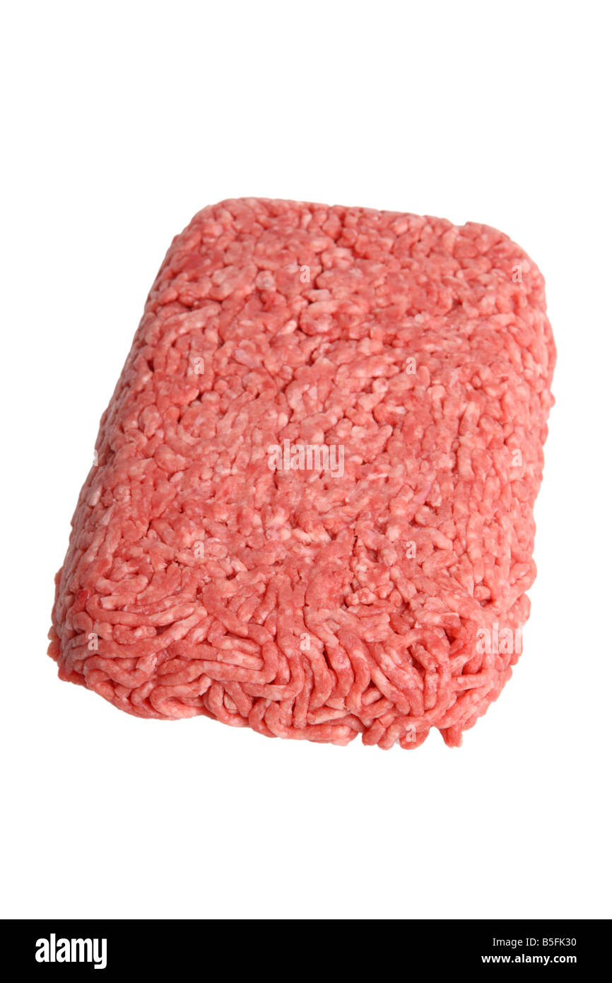 Raw ground beef cutout on white background Stock Photo - Alamy