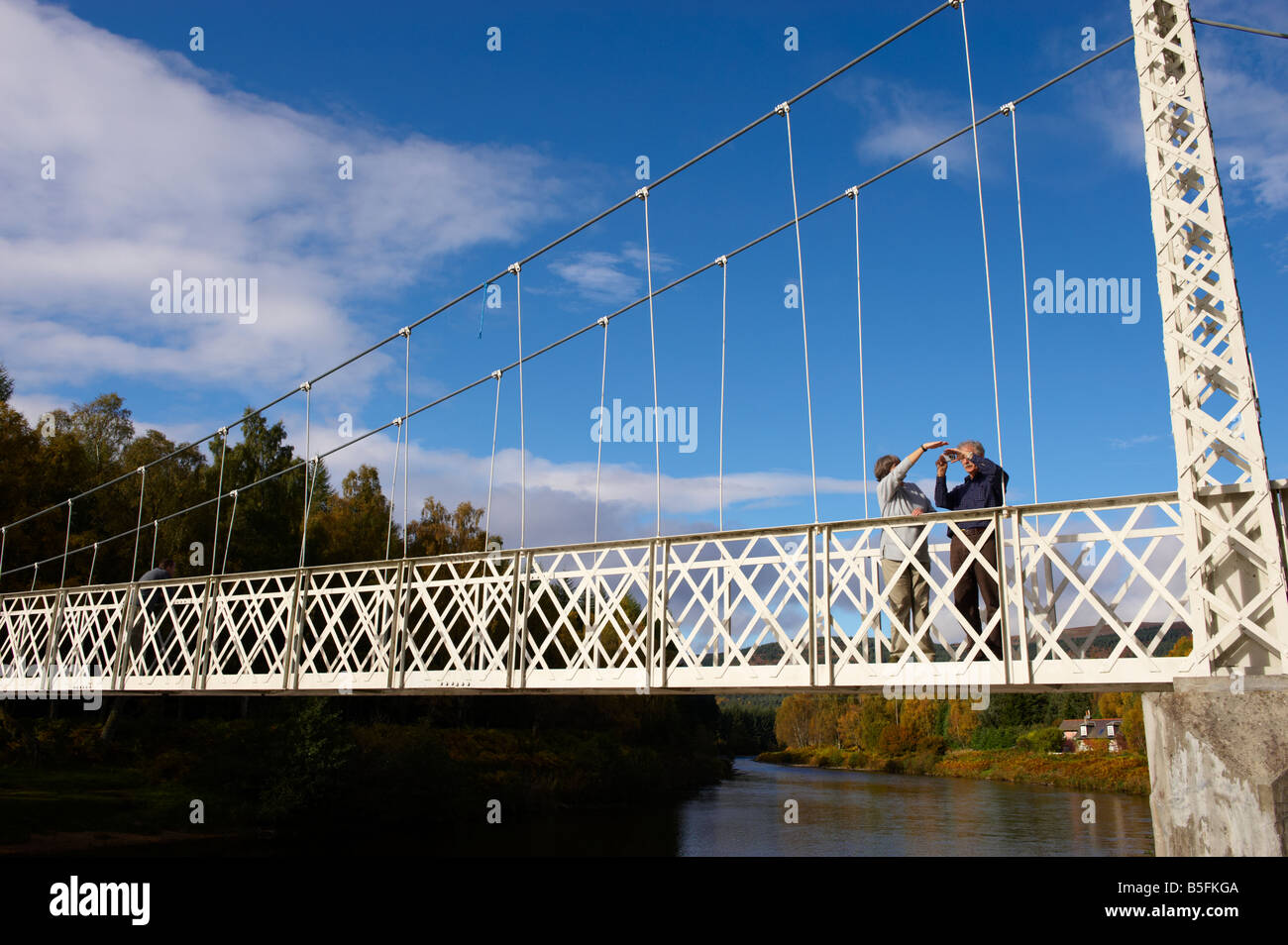 Cambus O May River Dee Suspension Bridge People taking photographs from ...