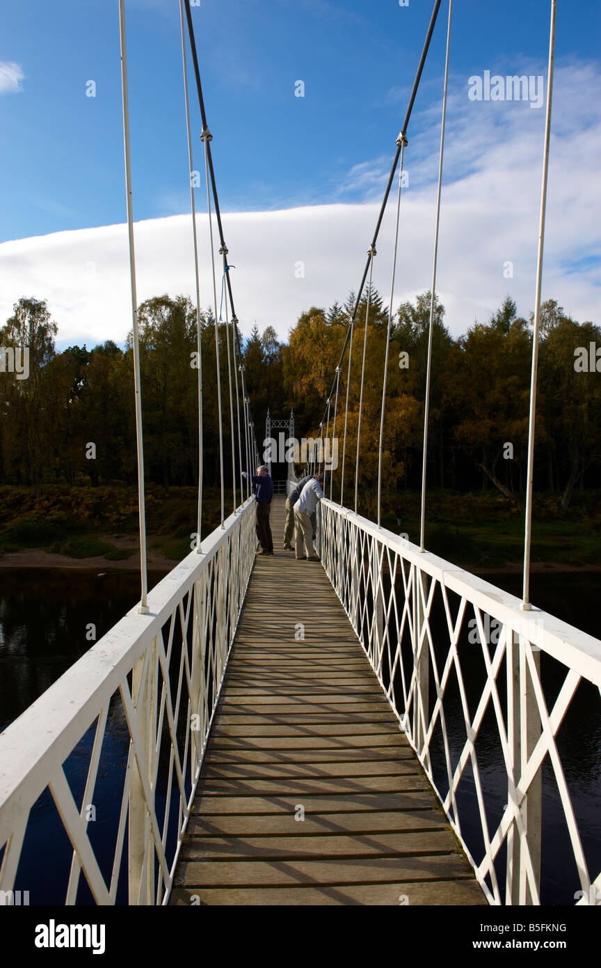 Cambus O May River Dee Suspension Bridge Scotland UK in the autumn ...