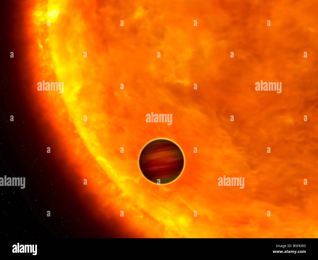 A Jupiter-sized planet passing in front of its parent star Stock Photo ...