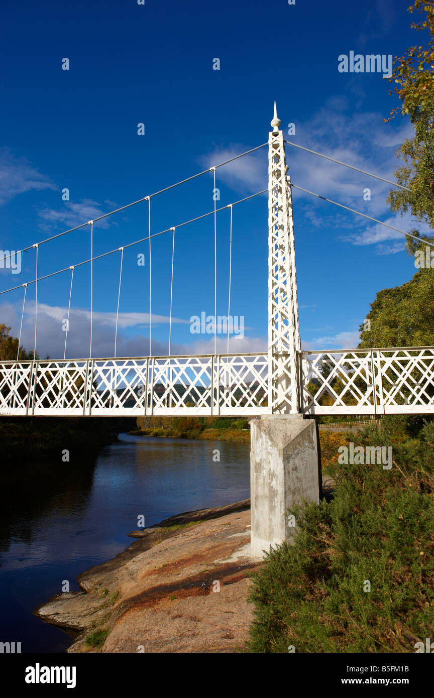 Cambus O May River Dee Suspension Bridge Scotland UK in the autumn ...