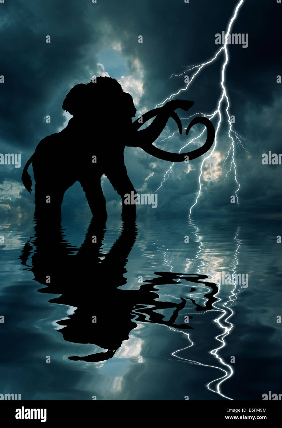 computer generated concept of a prehistoric mastodon animal in a ...