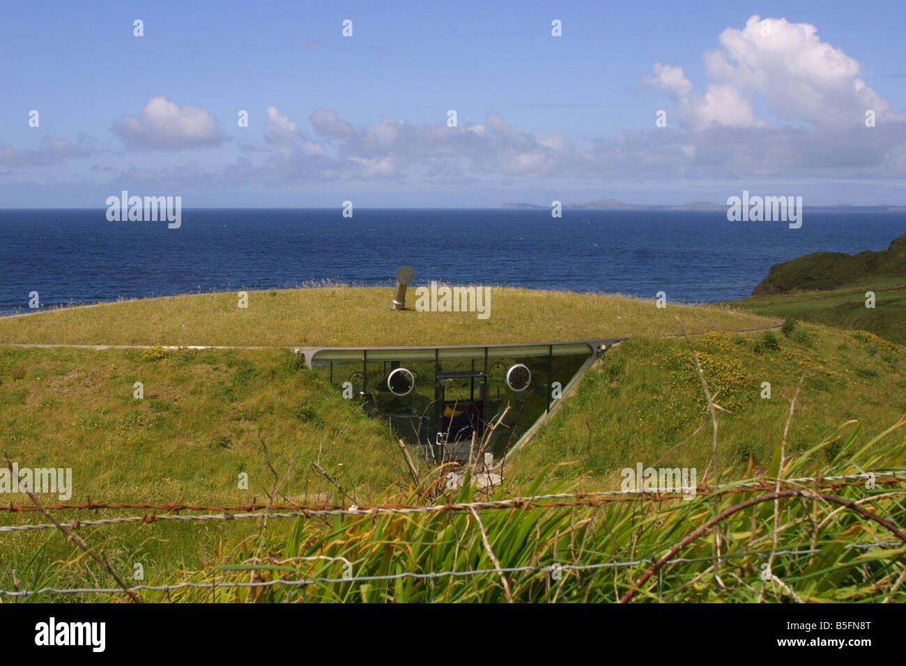 Eco House embedded into ground overlooking Ste Bride's Bay ...
