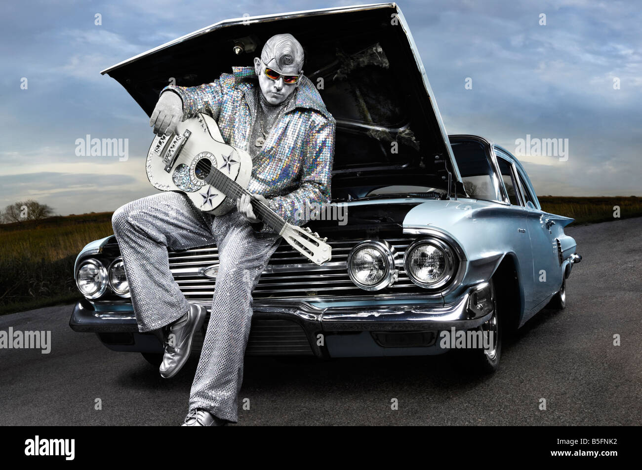 License and prints at MaximImages.com - Silver Elvis with a guitar ...