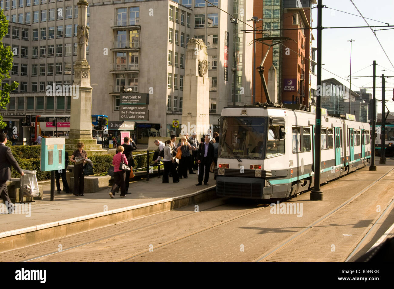 Metro station in St Peter square in manchester, View of the track lines ...