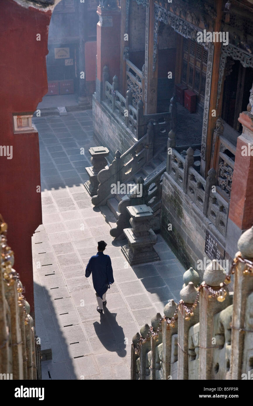 Monk in Taoist temple Jinding Scenic Area Mt Wudang Hubei Province ...
