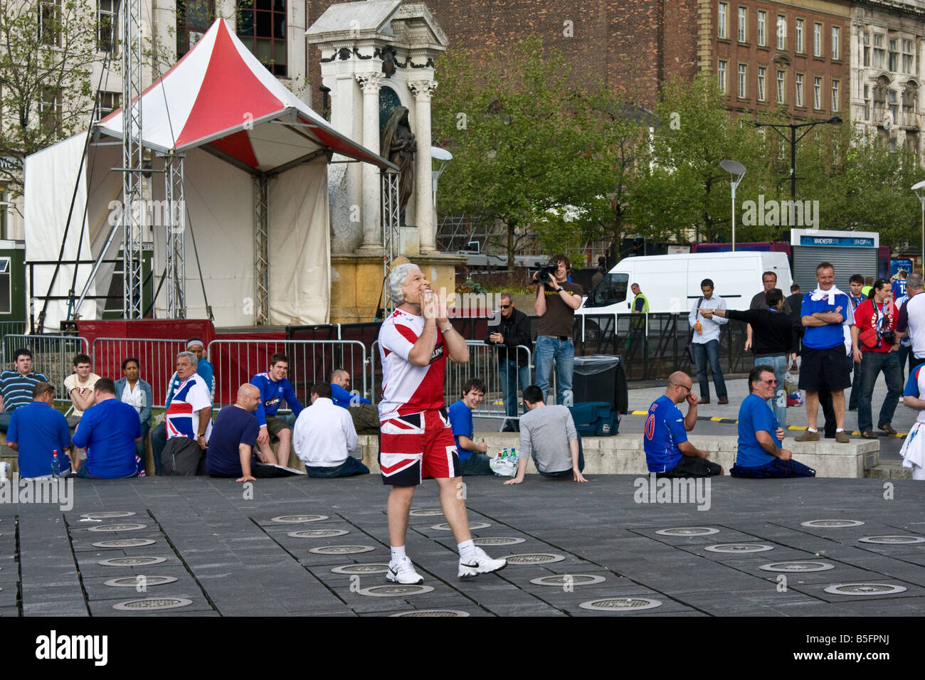 Scottish Rangers Supporters gather on Piccadilly Gardens in Manchester ...