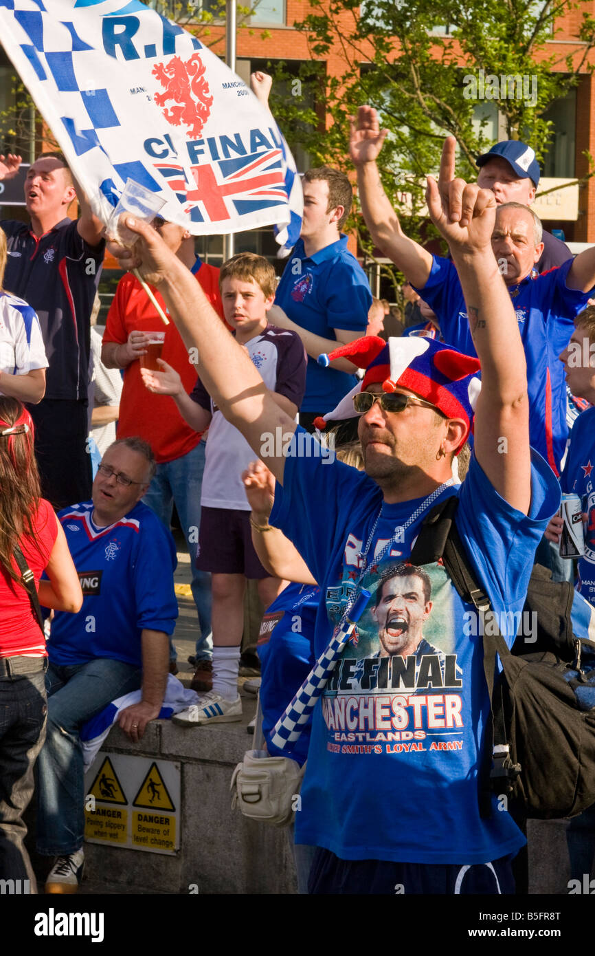 Scottish Rangers Supporters gather on Piccadilly gardens in Manchester ...