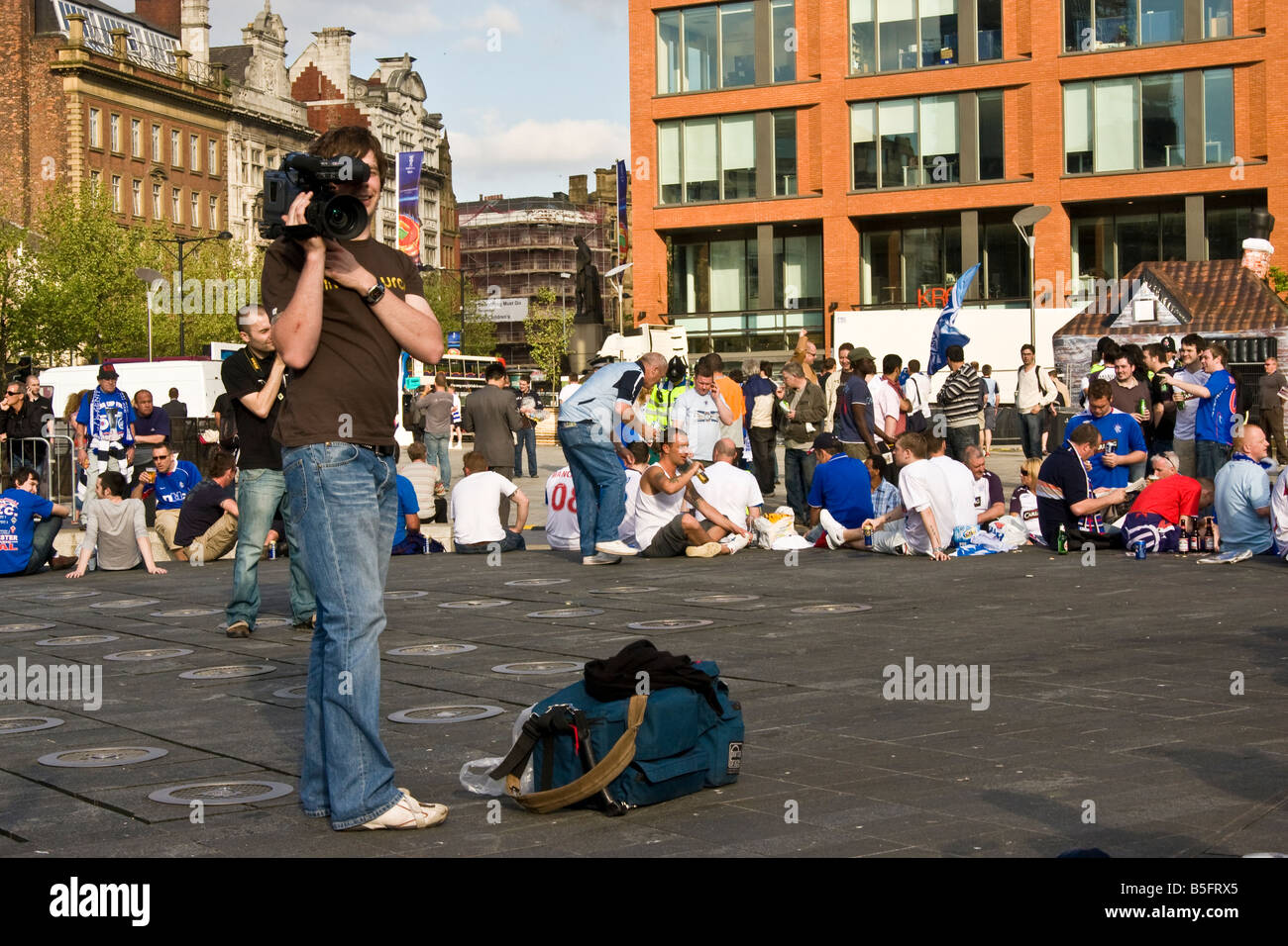 Scottish Rangers Supporters gather on Piccadilly Gardens in Manchester ...