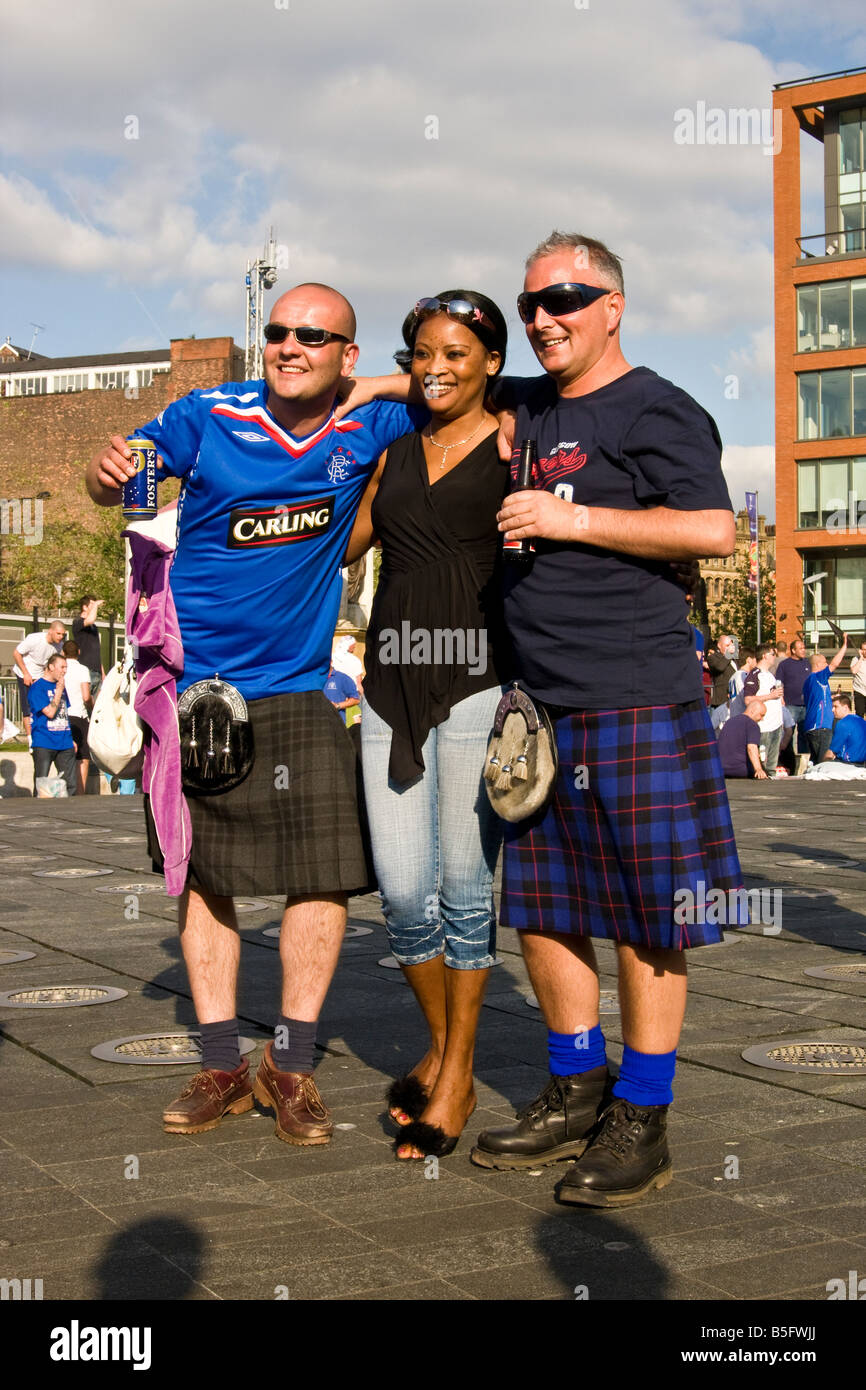 Scottish Rangers Supporters gather on Piccadilly Gardens in Manchester ...