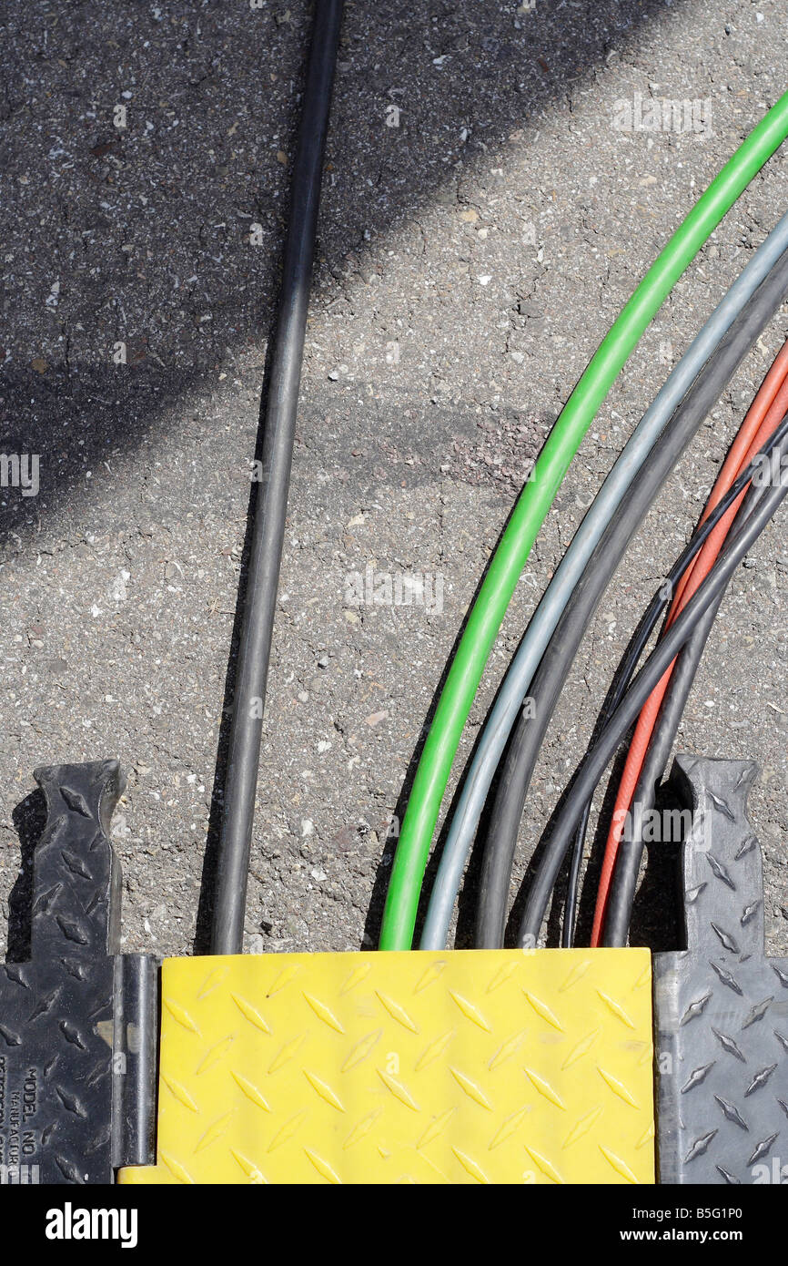 Cables running under a cable bridge Stock Photo - Alamy