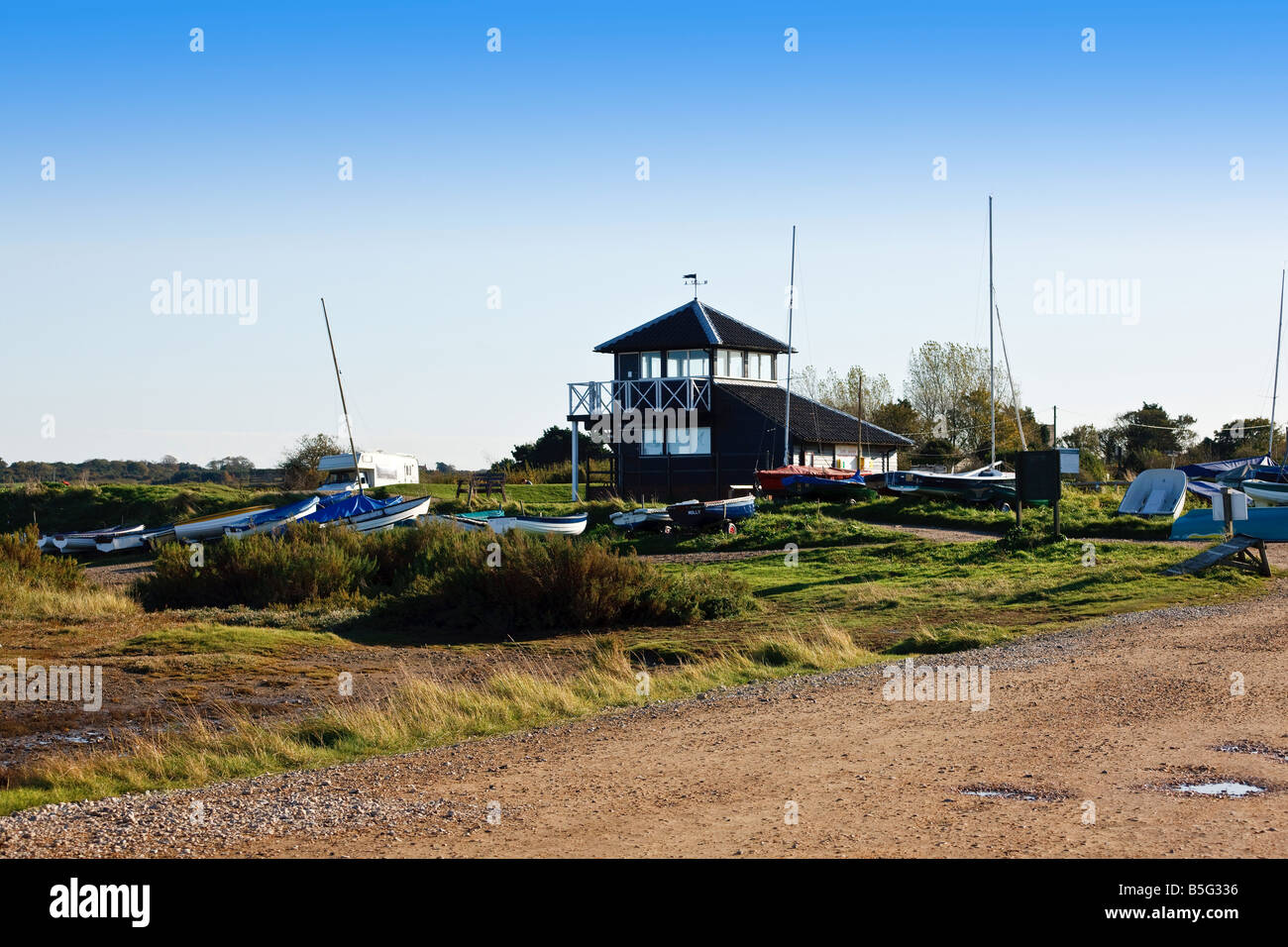 The National Trust observation tower "Morston Quay" North Norfolk, UK ...