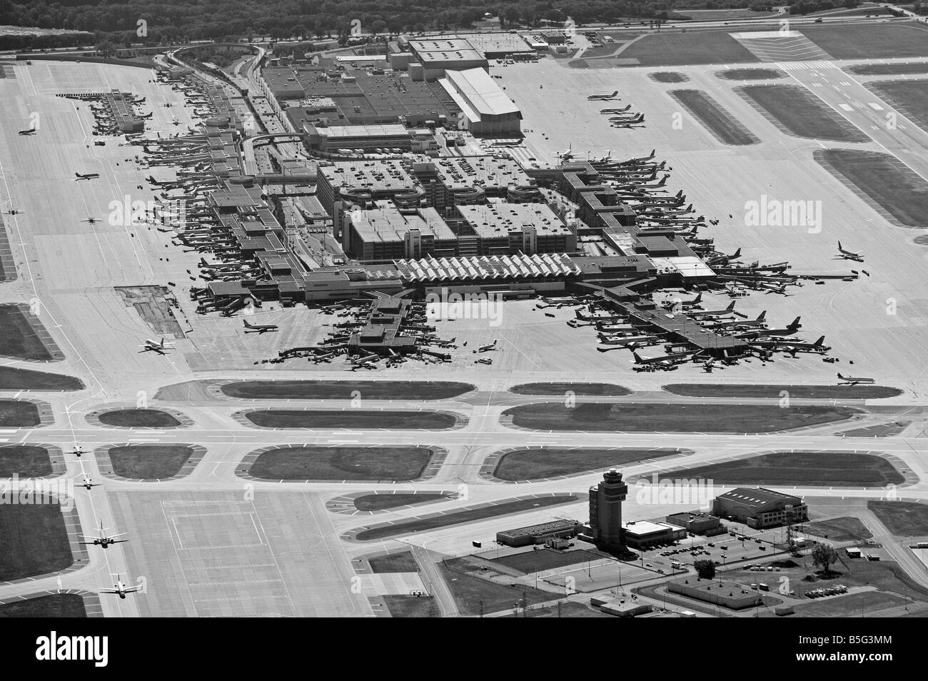 aerial view above Minneapolis Saint Paul Wold Chamberlain international ...