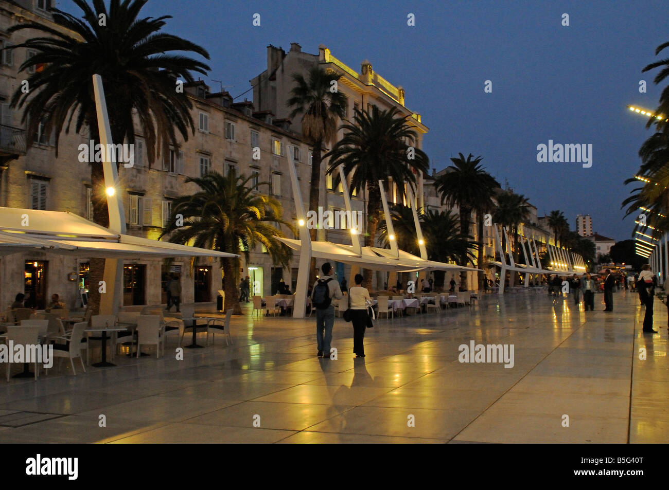 The Riva waterfront at dusk Split Croatia Stock Photo - Alamy