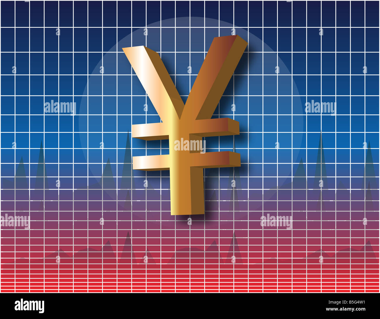 Yen currency symbol over financial chart diagram Stock Photo - Alamy