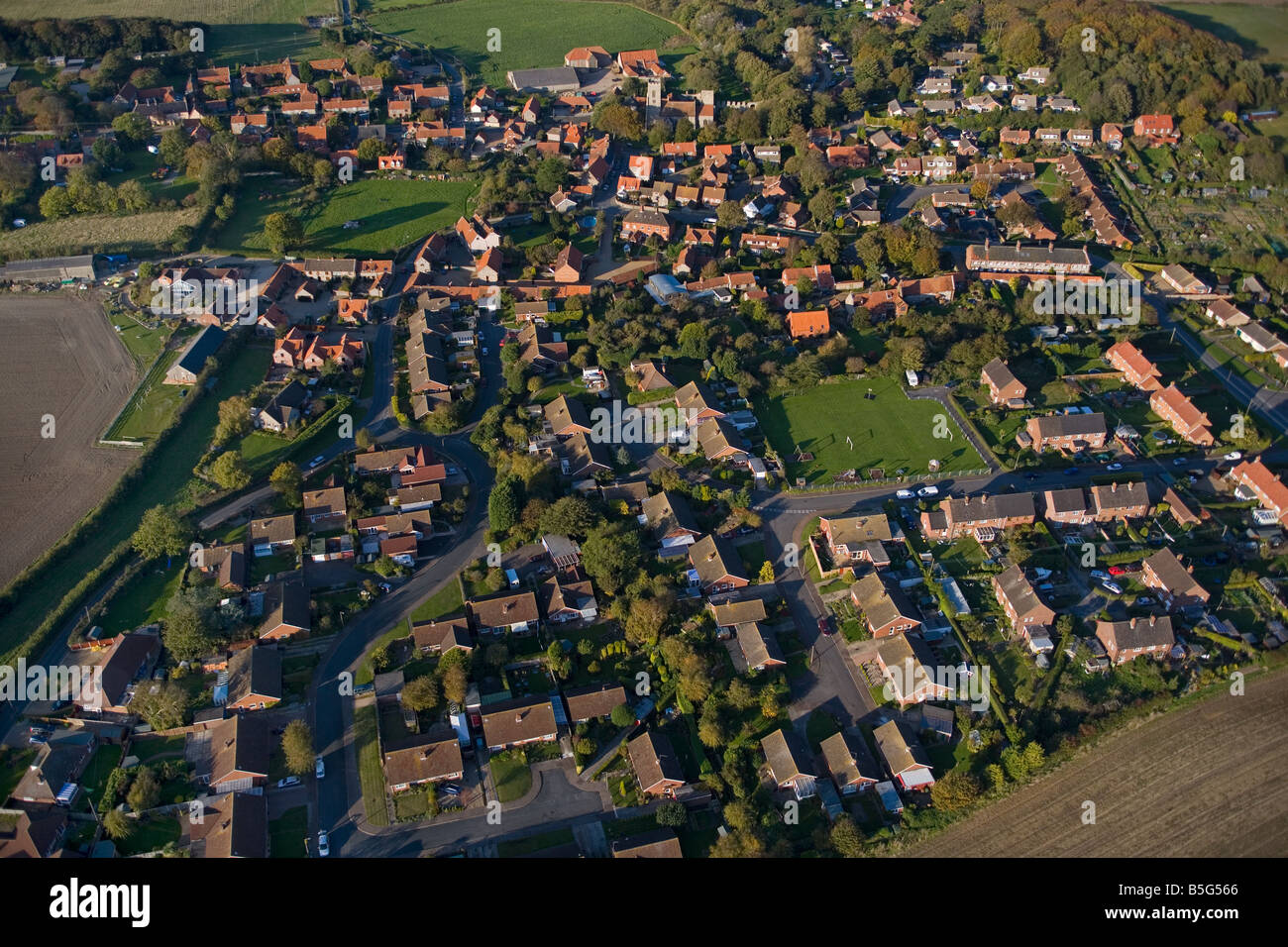 Weybourne Village from the air Norfolk UK October Stock Photo - Alamy