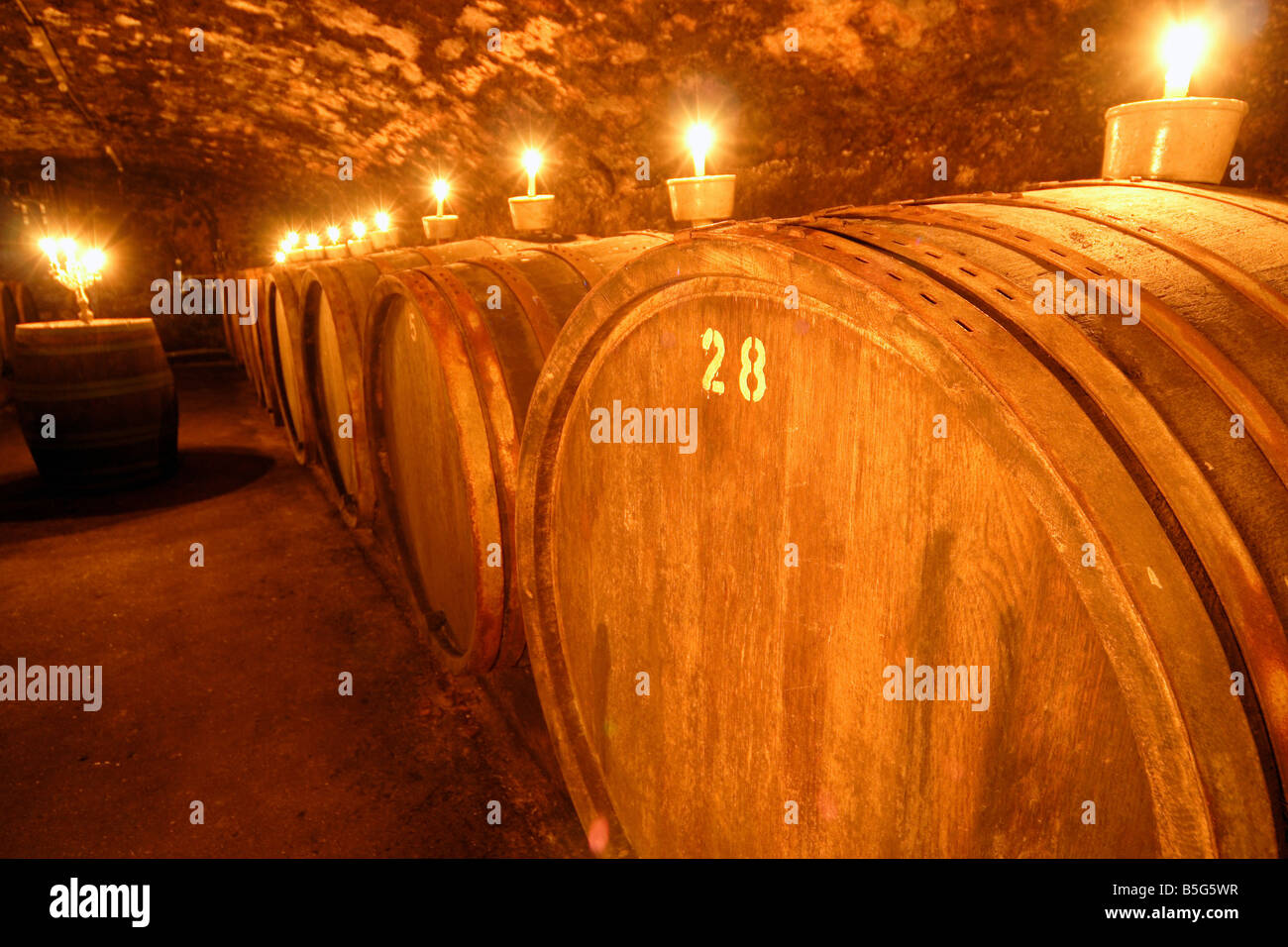 A wine cellar in candlelight, Ayl, Germany Stock Photo - Alamy