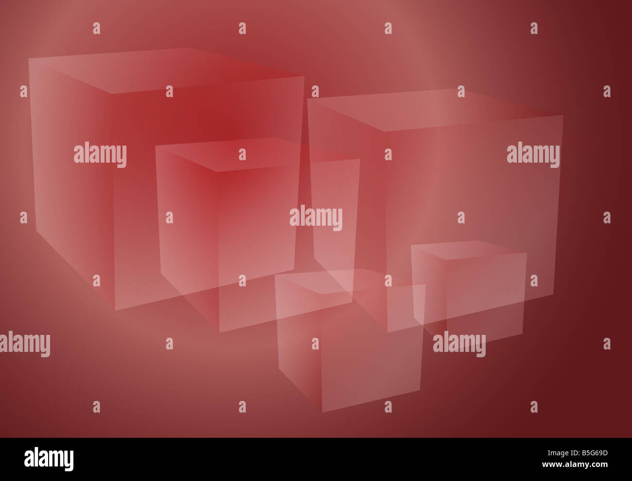 Abstract isometric geomtetric design of 3d translucent cubes red ruby ...