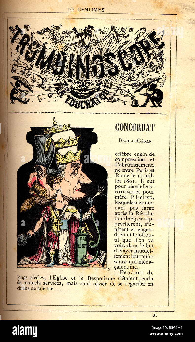 Caricature of the Concordat signed with the Church in 1801, in : "Le ...