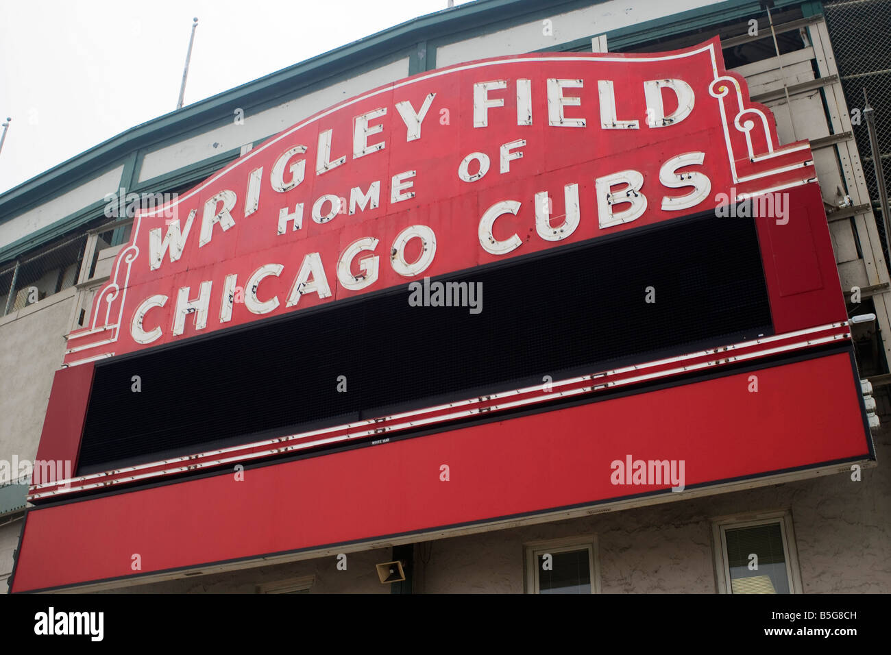 The famous Wrigley Field sign at the Clark and Addison Street ...