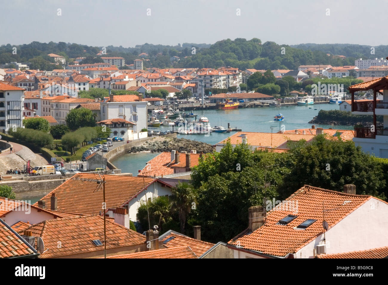 Harbor and town at Ciboure Pyrenees Atlantiques French Basque Country ...