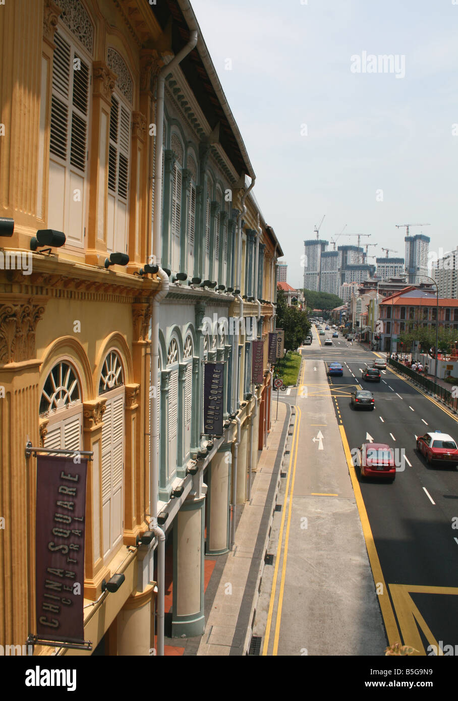 brightly coloured building of China Square Central Singapore April 2008 ...