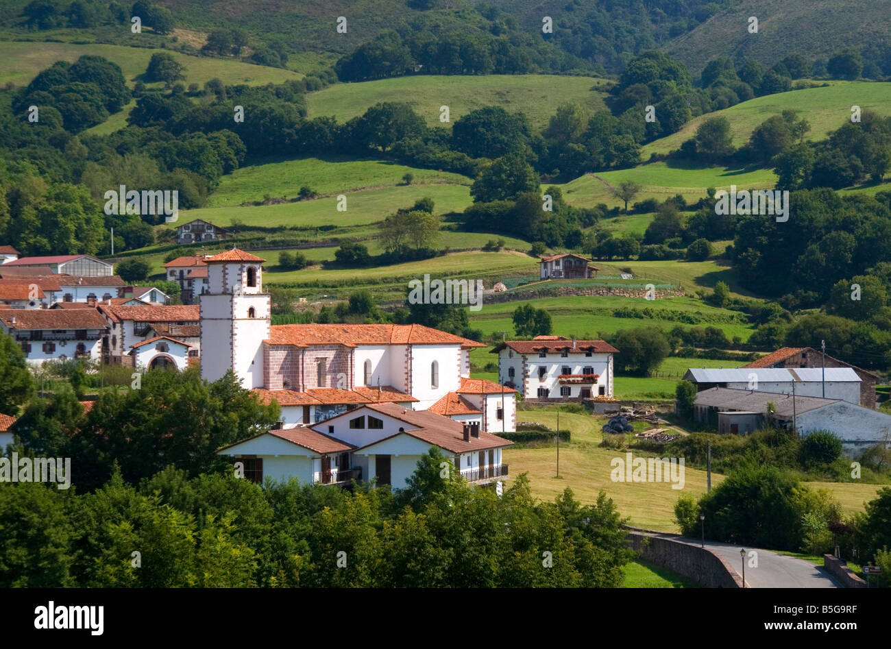 The village of Amaiur in the Baztan Valley of the Navarre region of ...