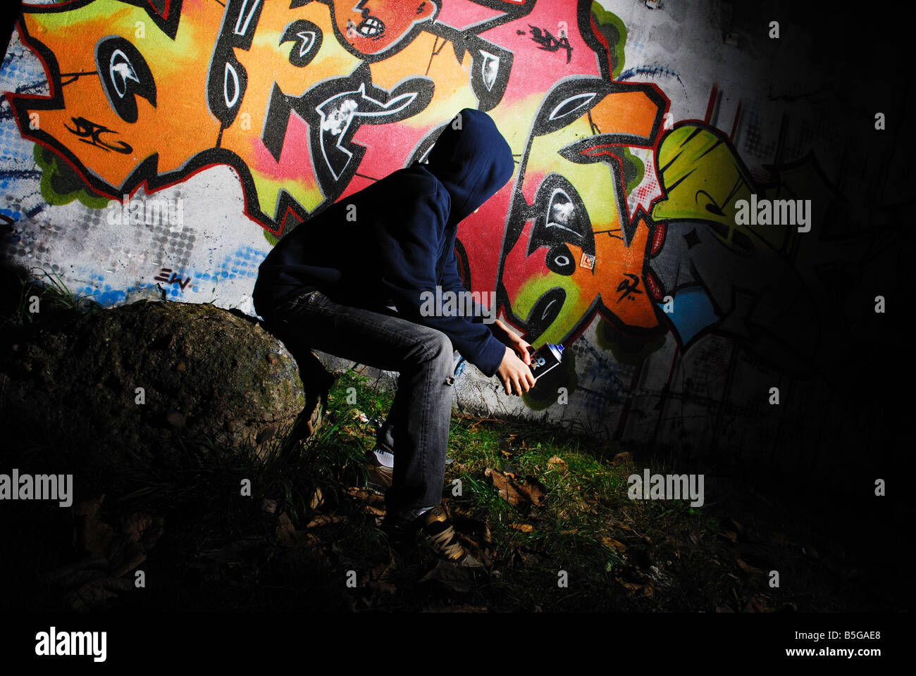 X Generation, graffiti, depressed youth, mental disorders Stock Photo ...