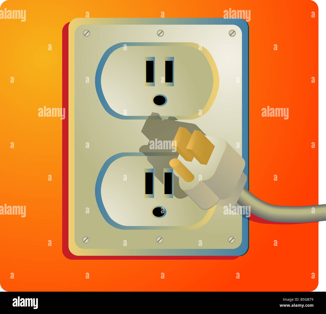Illustration of a power outlet and plug US style outlet Stock Photo - Alamy
