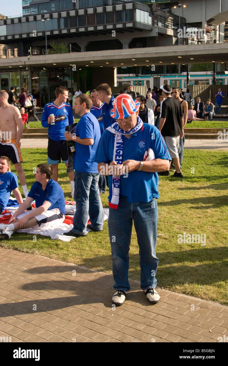 Scottish Rangers Supporters gather on Piccadilly Gardens in Manchester ...
