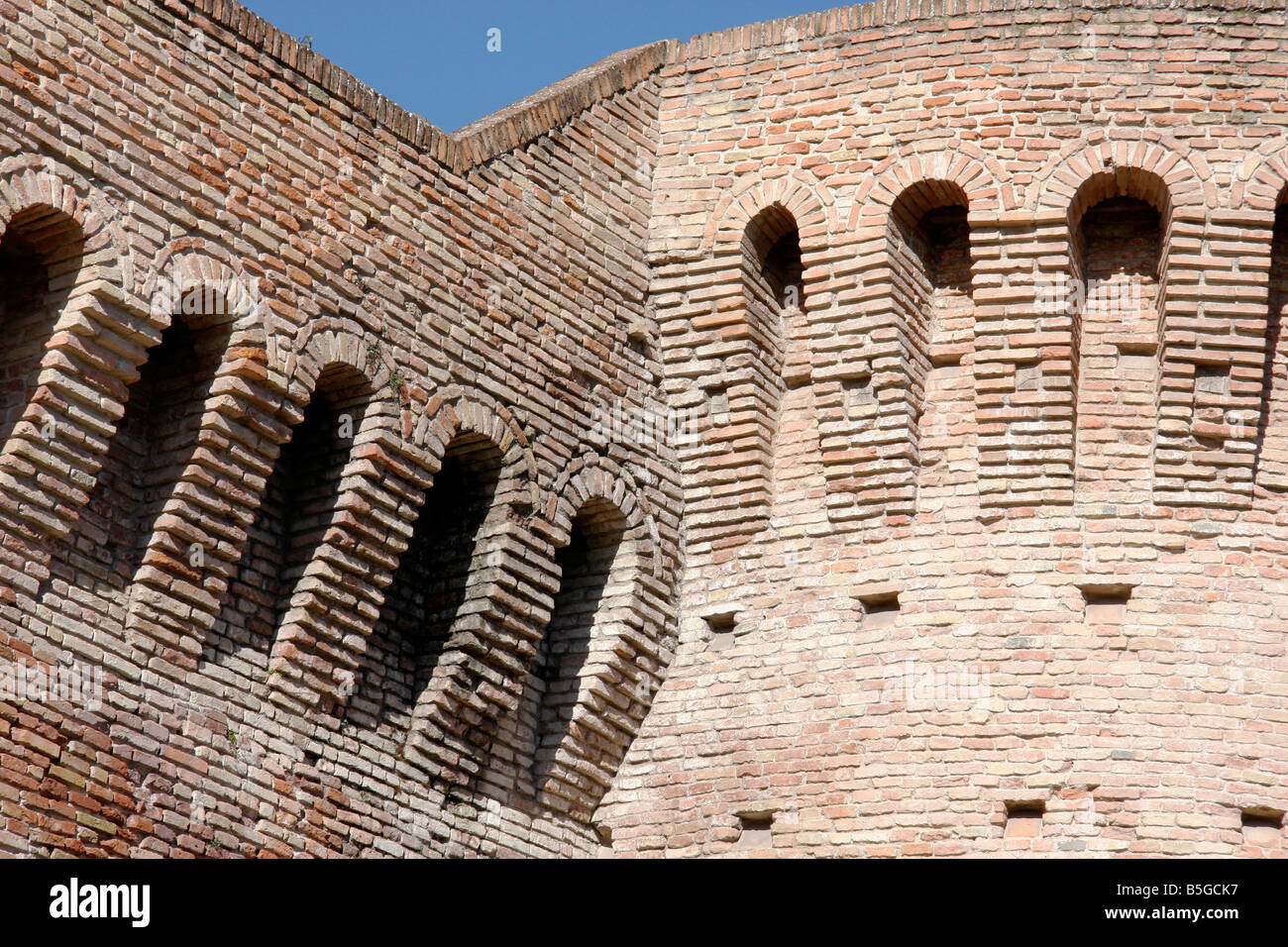 the 14th century historic walls of the beautiful hilltown of Jesi in Le ...