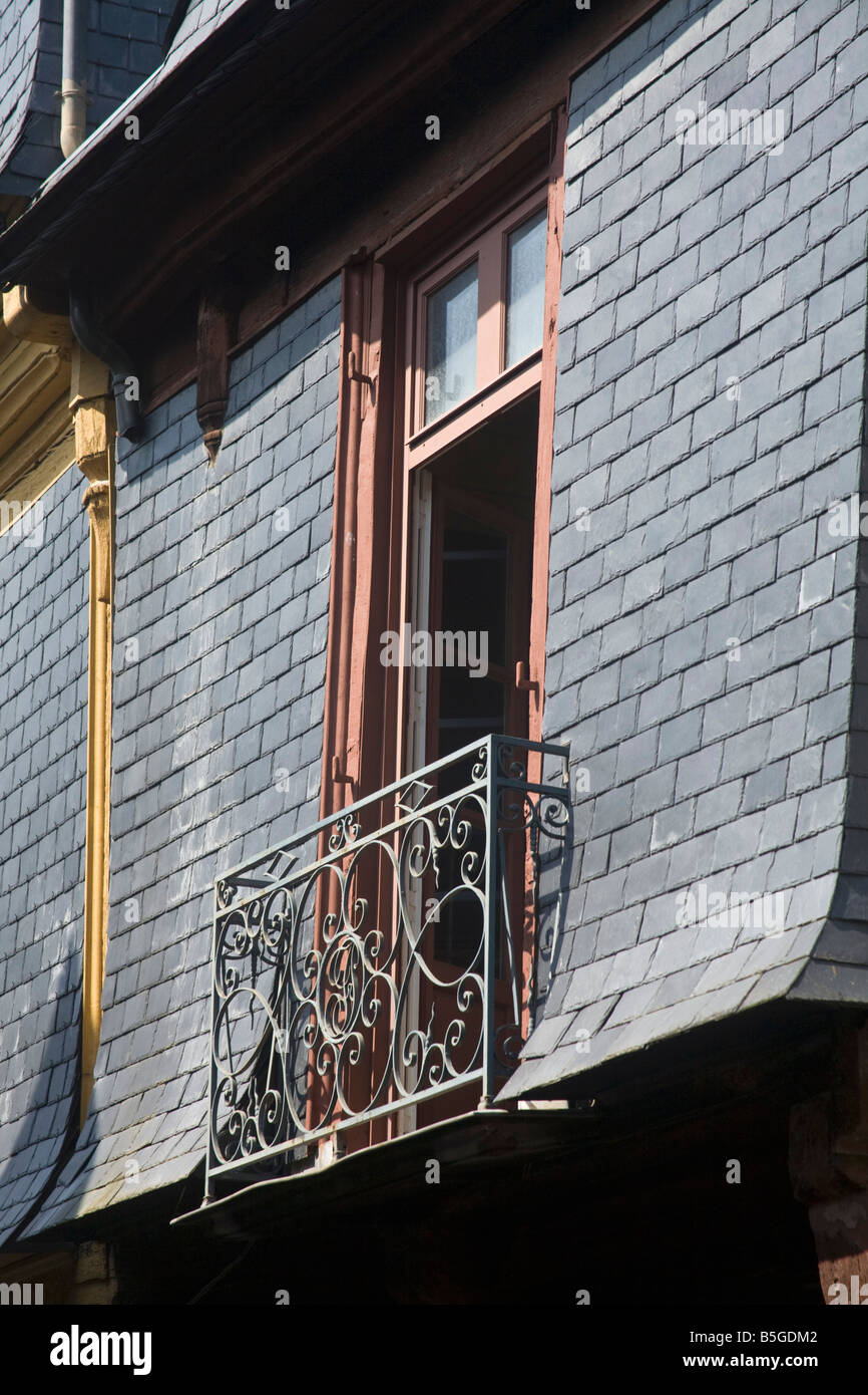 window and bannister on a slated wall Stock Photo - Alamy